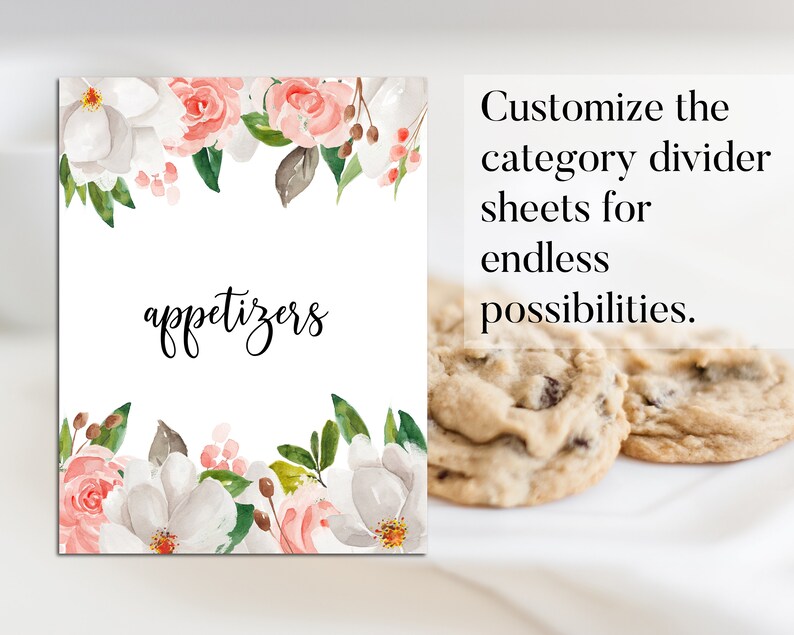 Floral Recipe Cookbook Template Download Family Recipe | Etsy