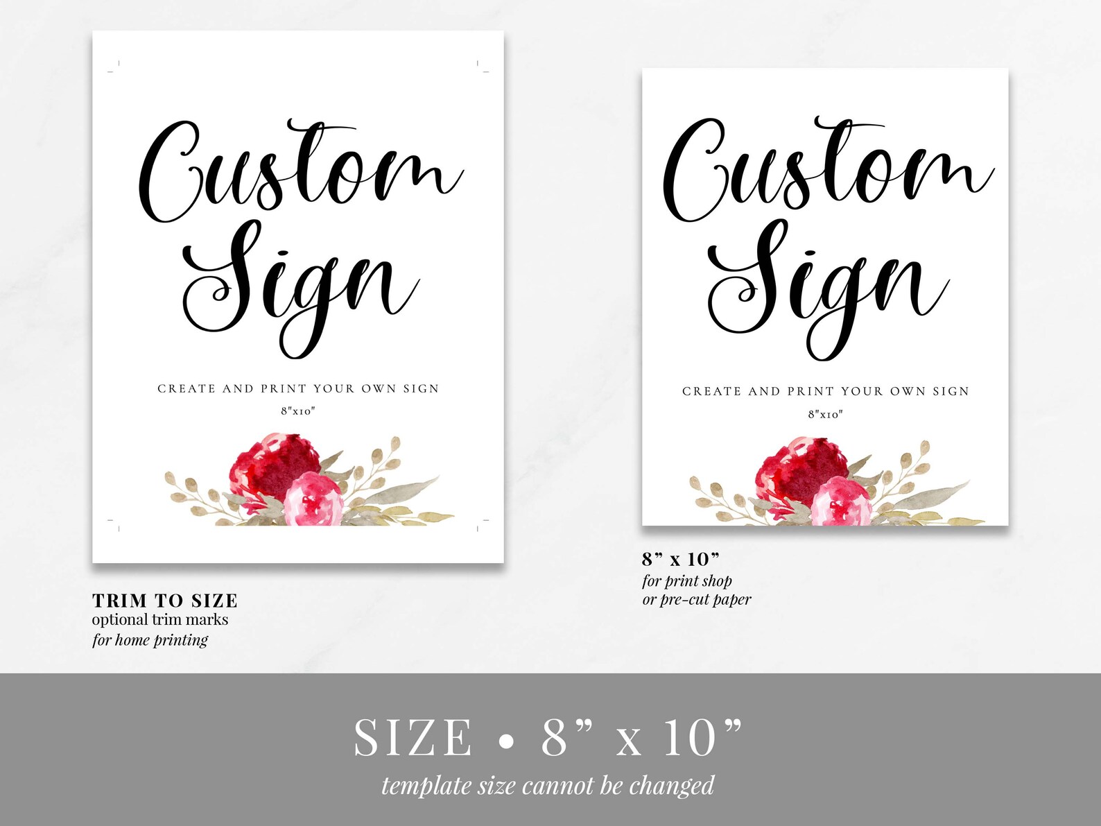 Red Floral Custom Printable Sign Template, Paris Bridal Shower ...