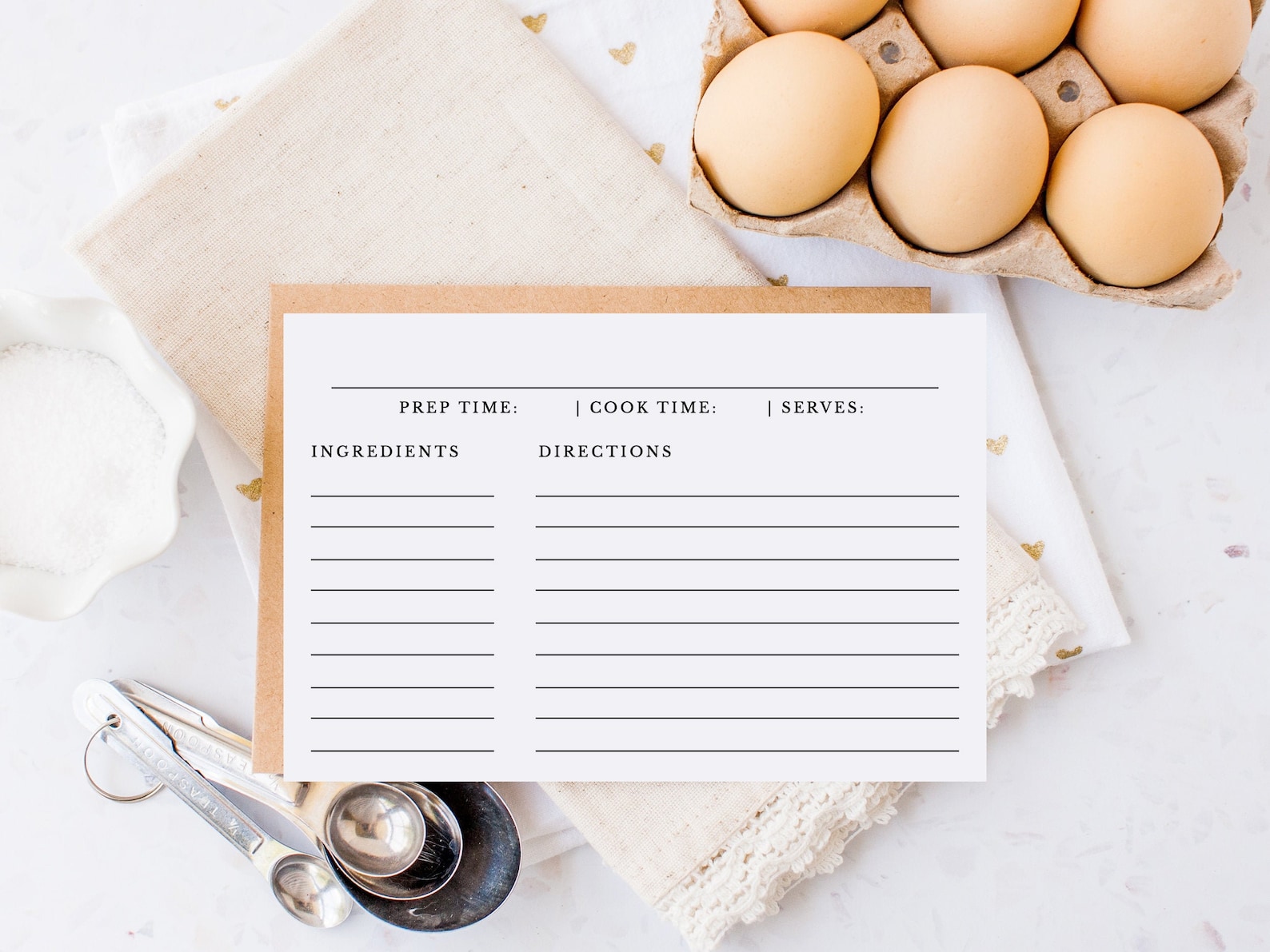 Minimalist Recipe Card Template Simple Recipe Index Card - Etsy