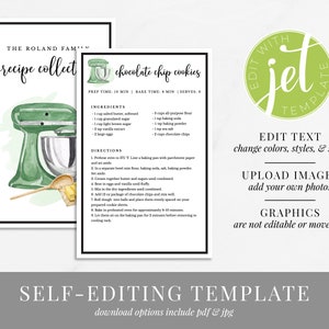 Green Half Size Recipe Book Printable Mini Recipe Binder | Etsy