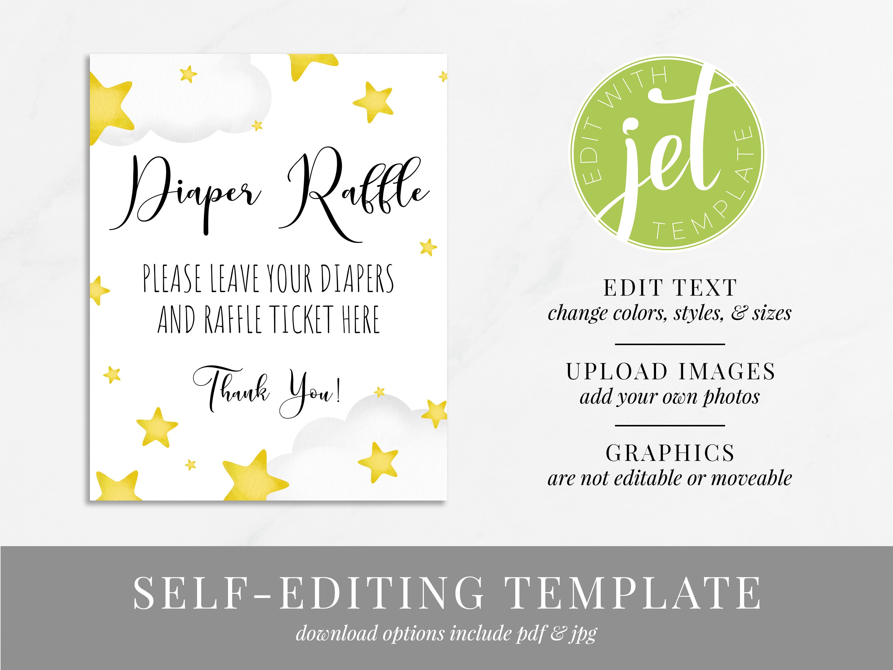 Printable Diaper Raffle Sign Template Over the Moon Baby | Etsy