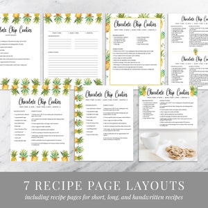 Pineapples Cookbook Template, Printable Recipe Book Template Download ...