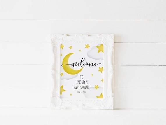 Over the Moon Welcome Sign Template Printable Twinkle Little | Etsy