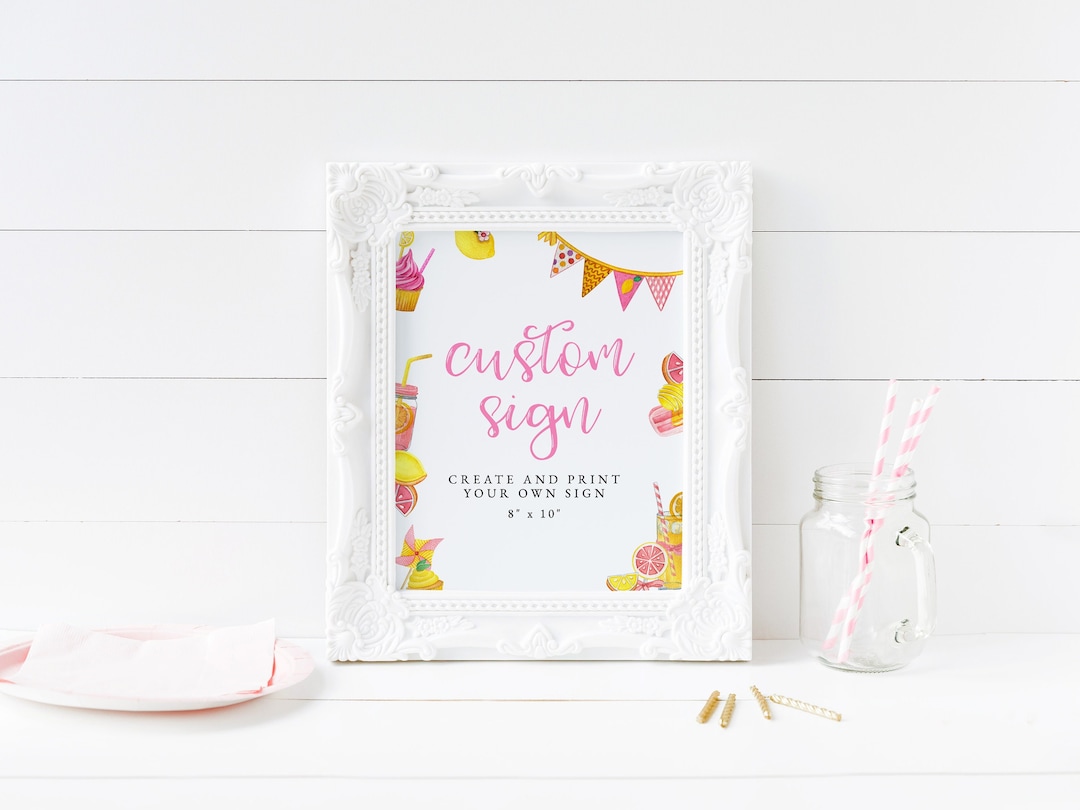 Pink Lemonade Custom Sign Template Download, Girl Baby Shower Sign ...