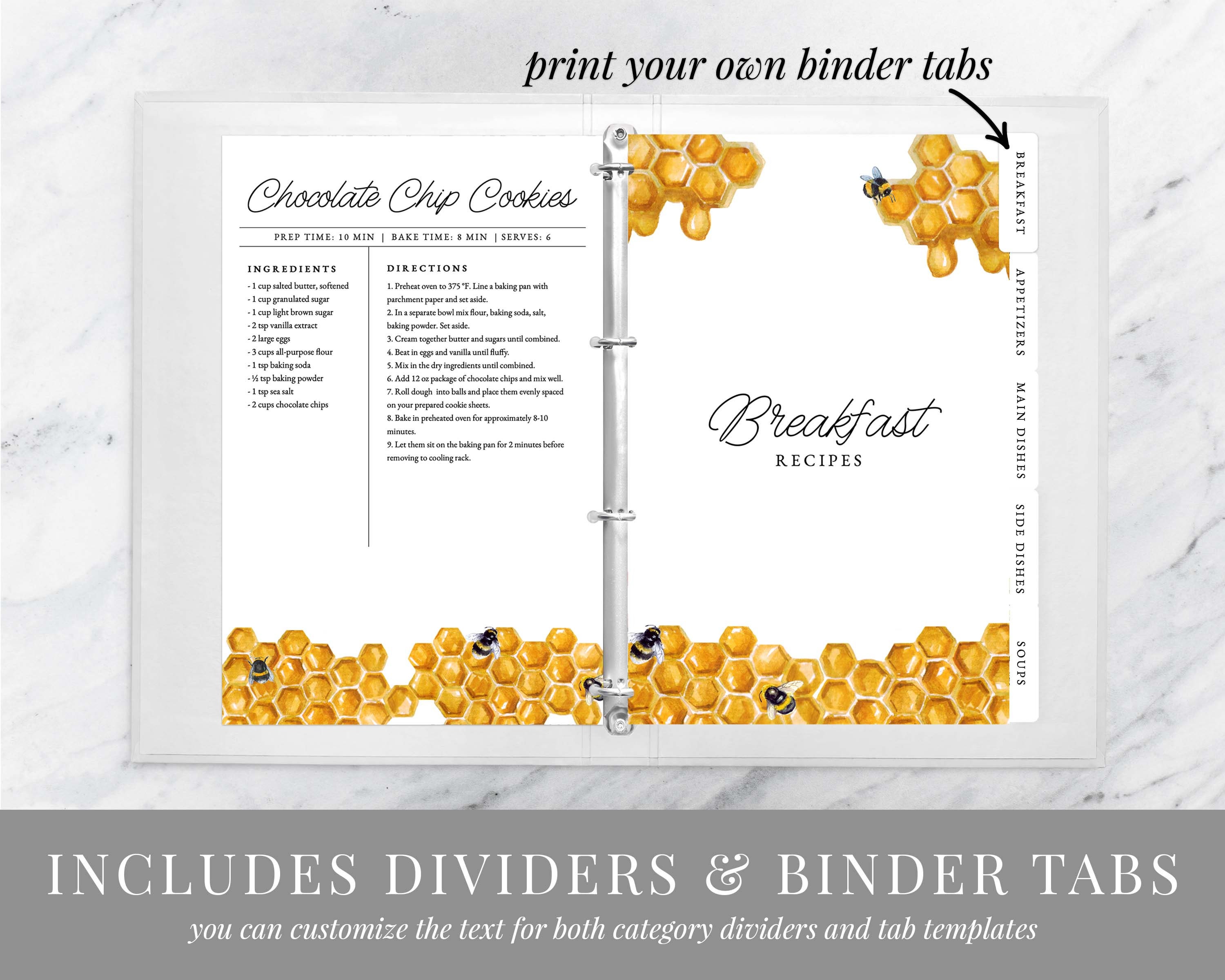 Bees Honeycomb Mini Recipe Collection Book, Honey Recipe Book Template ...