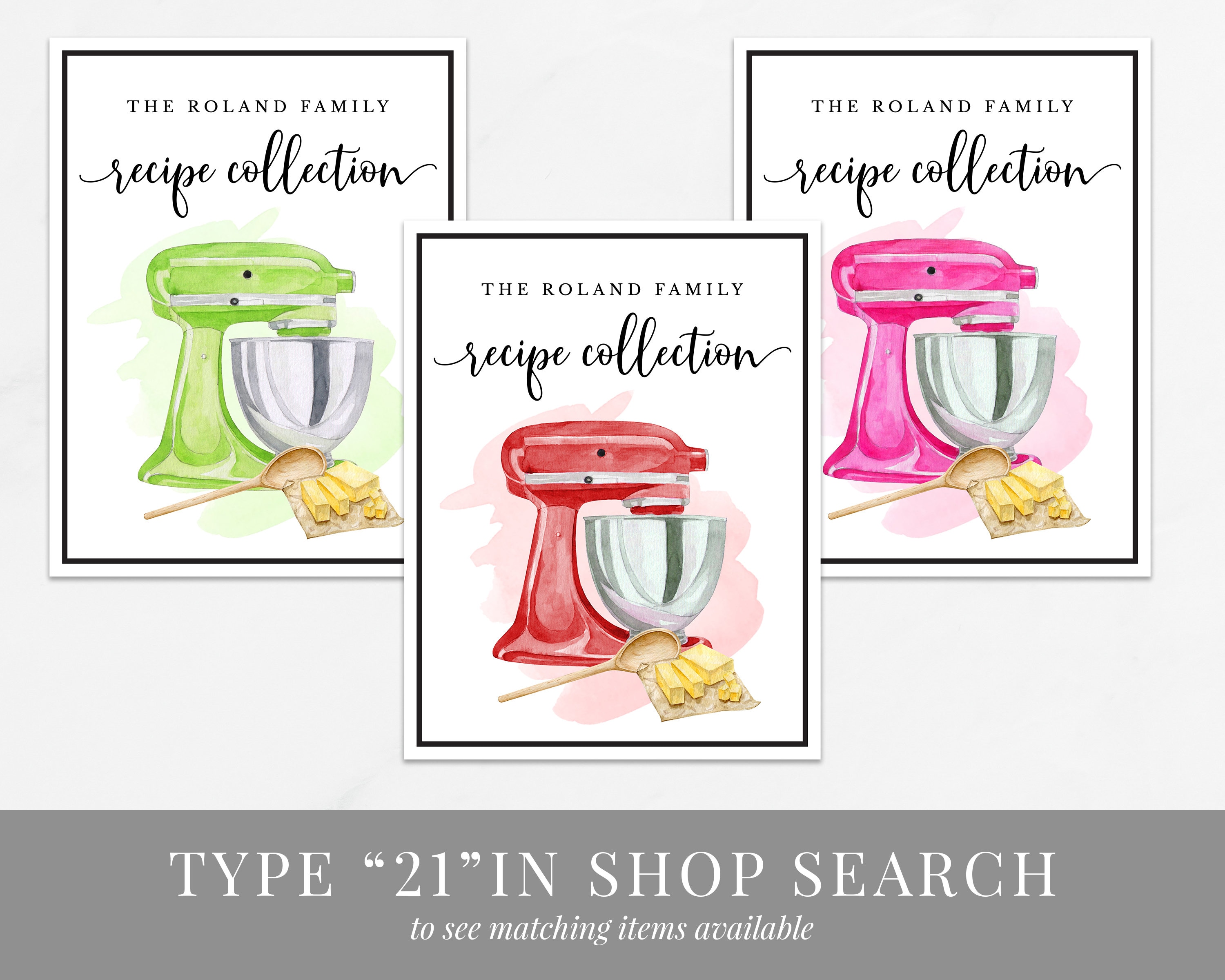 Pink Kitchen Mixer Blank Lined Printable Recipe Card Template - Etsy