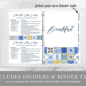 Spanish Tiles Mini Recipe Cookbook Template, Mediterranean Tiles Mini ...