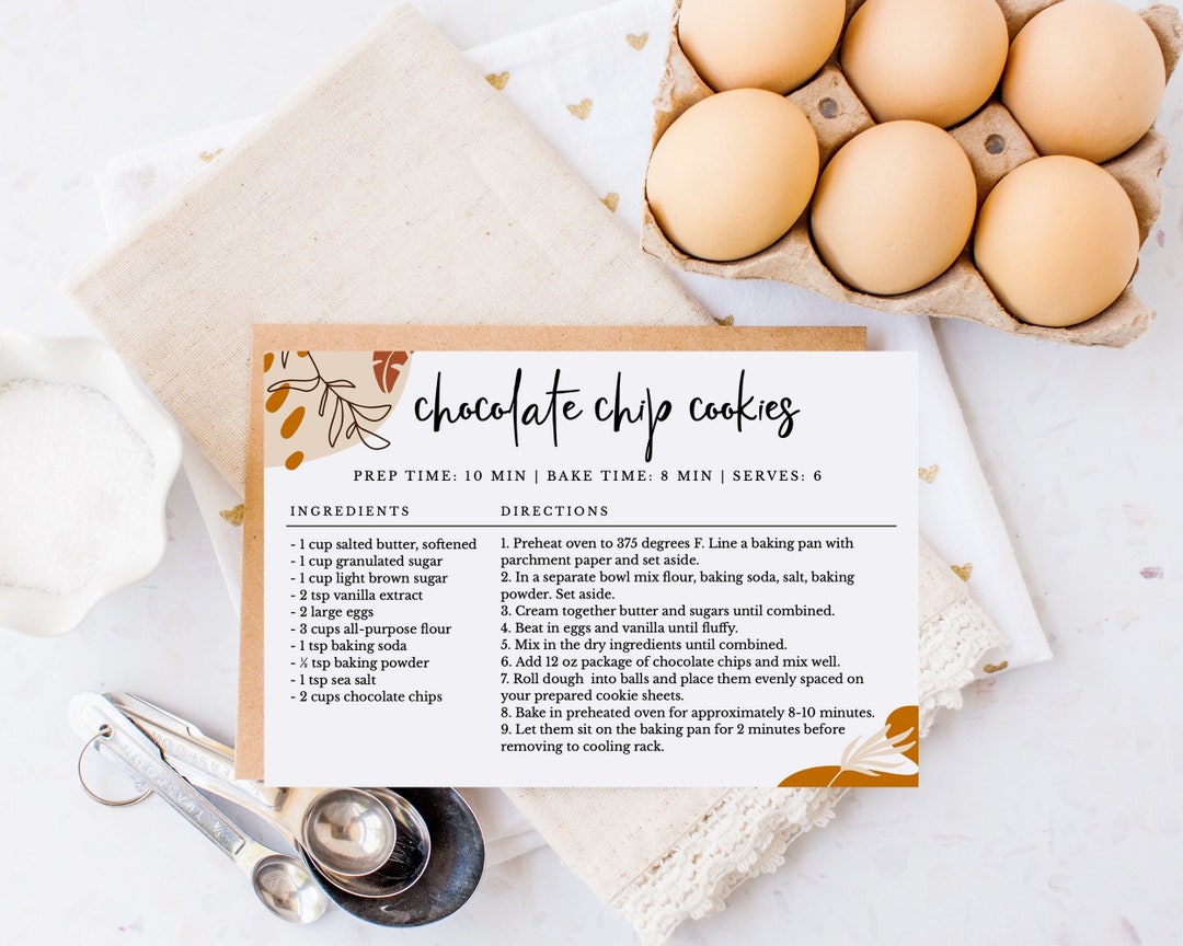 Boho Printable Recipe Card Template, Bohemian Bridal Shower Recipe ...