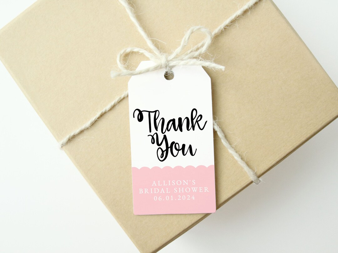 Simple Pink Thank You Gift Tag Template, Printable Bridal Shower Favor ...