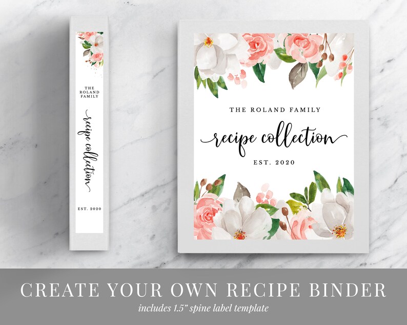 Floral Recipe Cookbook Template Download Family Recipe - Etsy