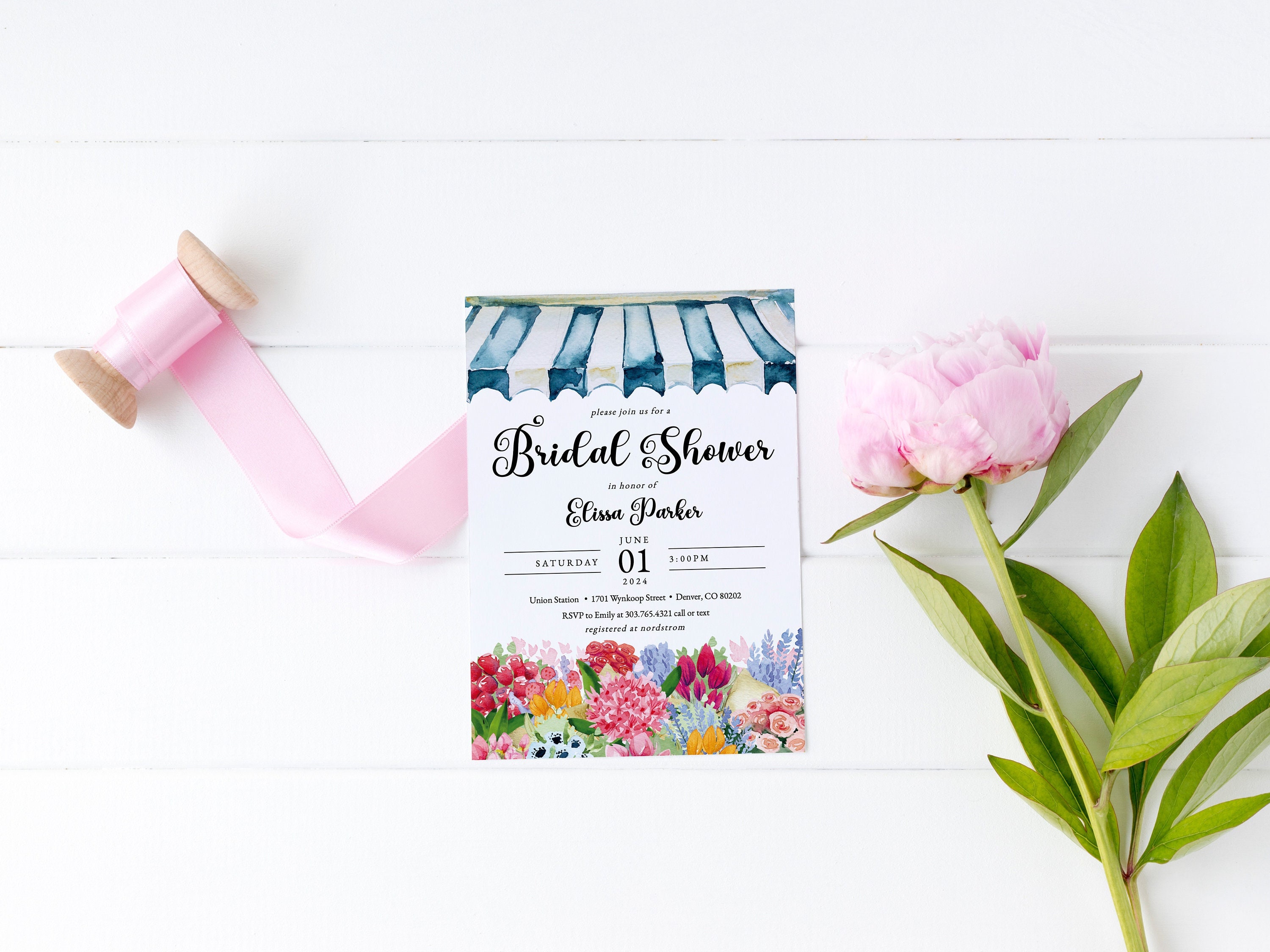 Flower Shop Bridal Shower Invitation Template Printable - Etsy