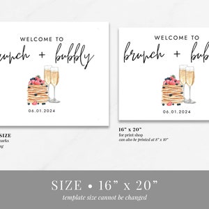 Brunch and Bubbly Welcome Sign Template, Printable Bridal Shower Brunch ...