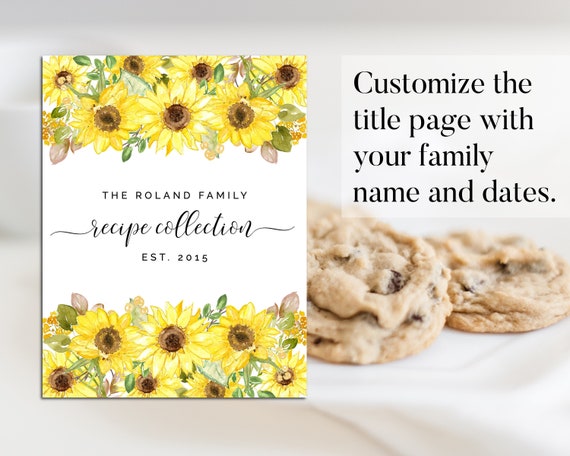 Printable Sunflower Recipe Book Template Download Recipe | Etsy