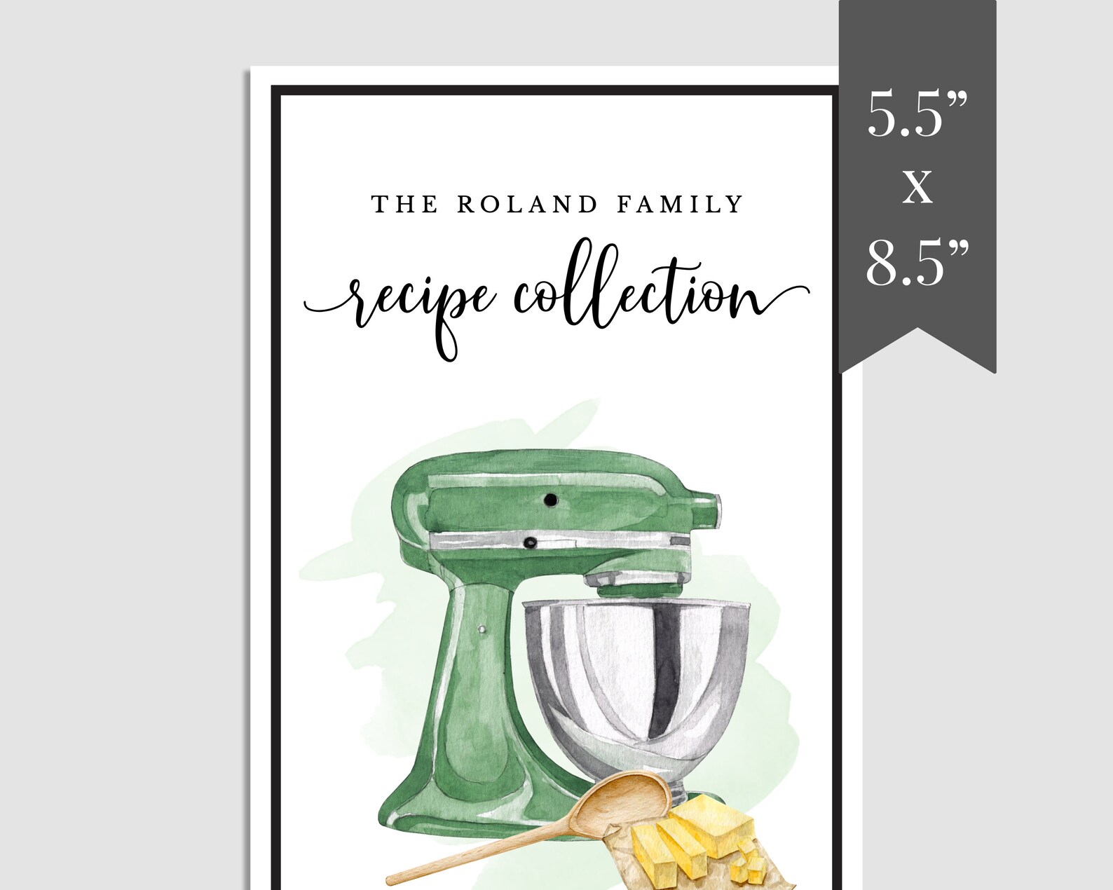 Green Half Size Recipe Book Printable, Mini Recipe Binder Template ...