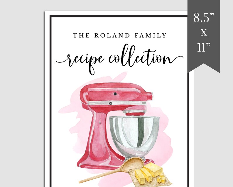 Pink Mixer Recipe Book Printable Family Recipe Cookbook - Etsy