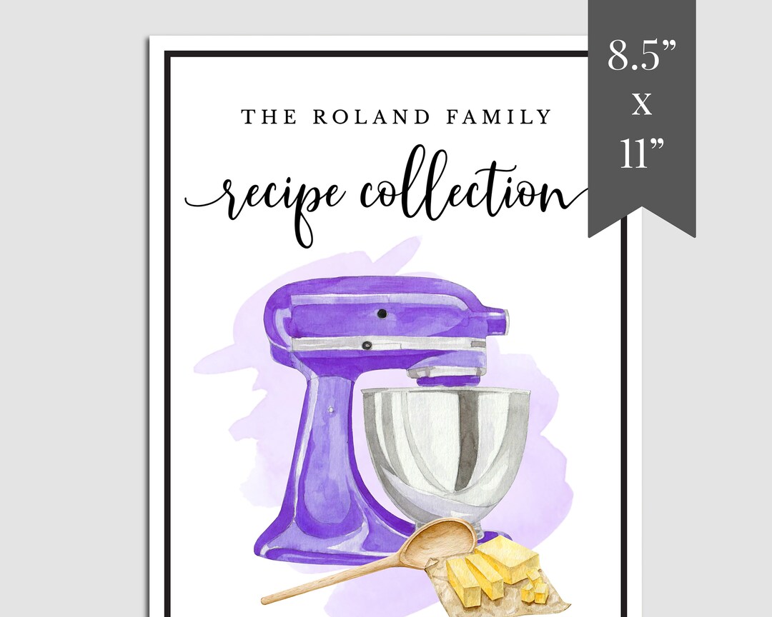 Purple Mixer Recipe Book Printable, Cookbook Template, Printable Recipe ...