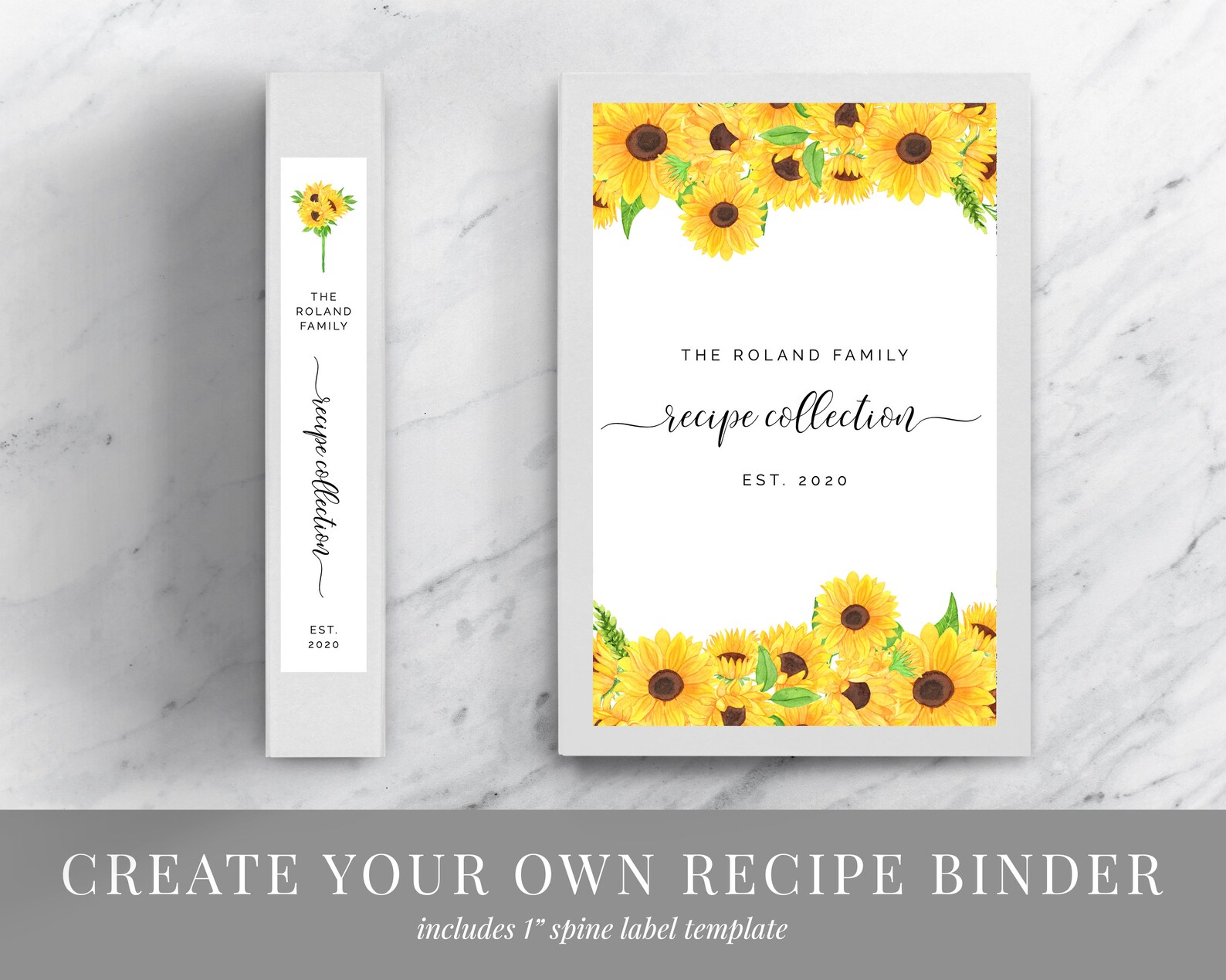 Sunflowers Printable Mini Recipe Book Template, Half Size Recipe ...