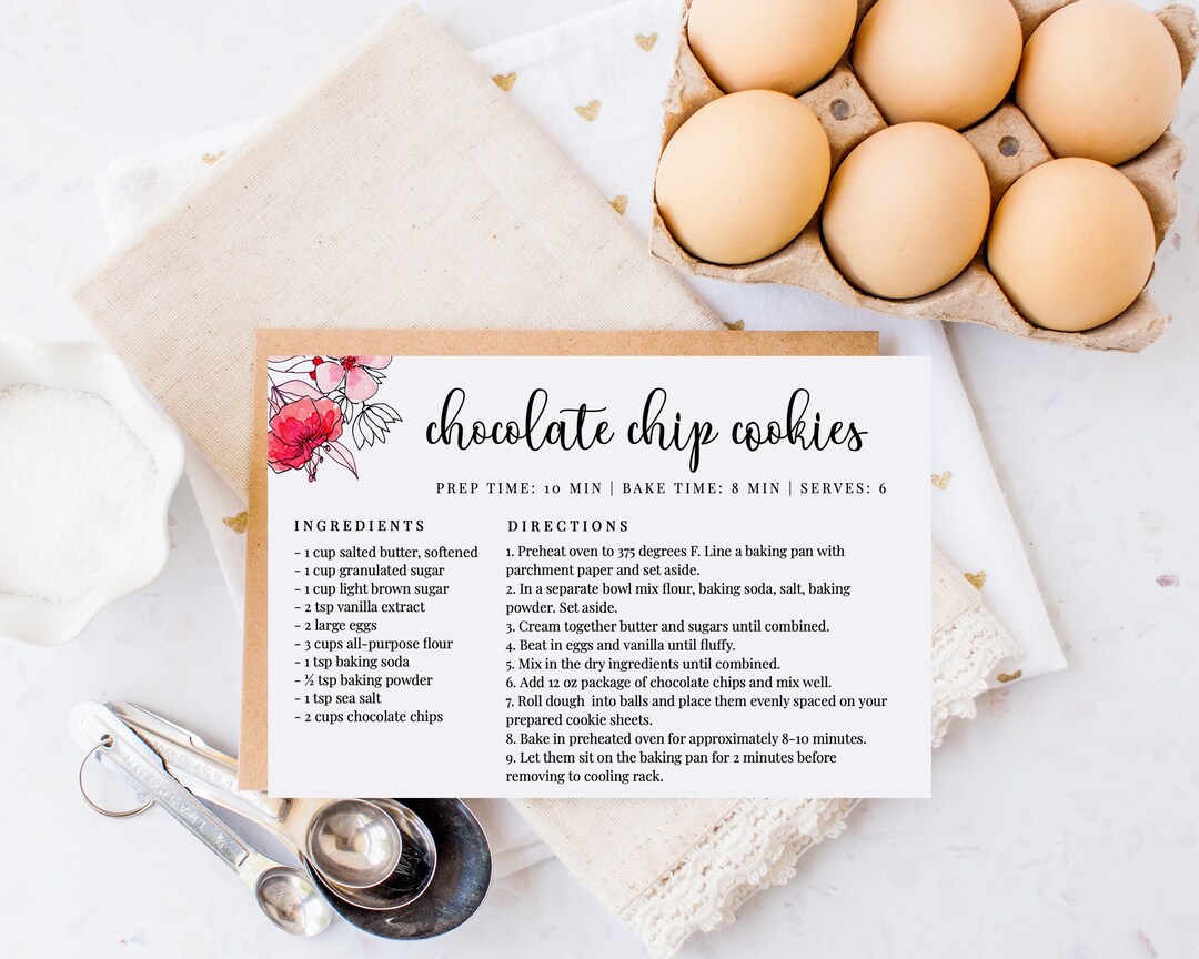 Recipe Card Template, Printable Recipe Index Card Template Download ...