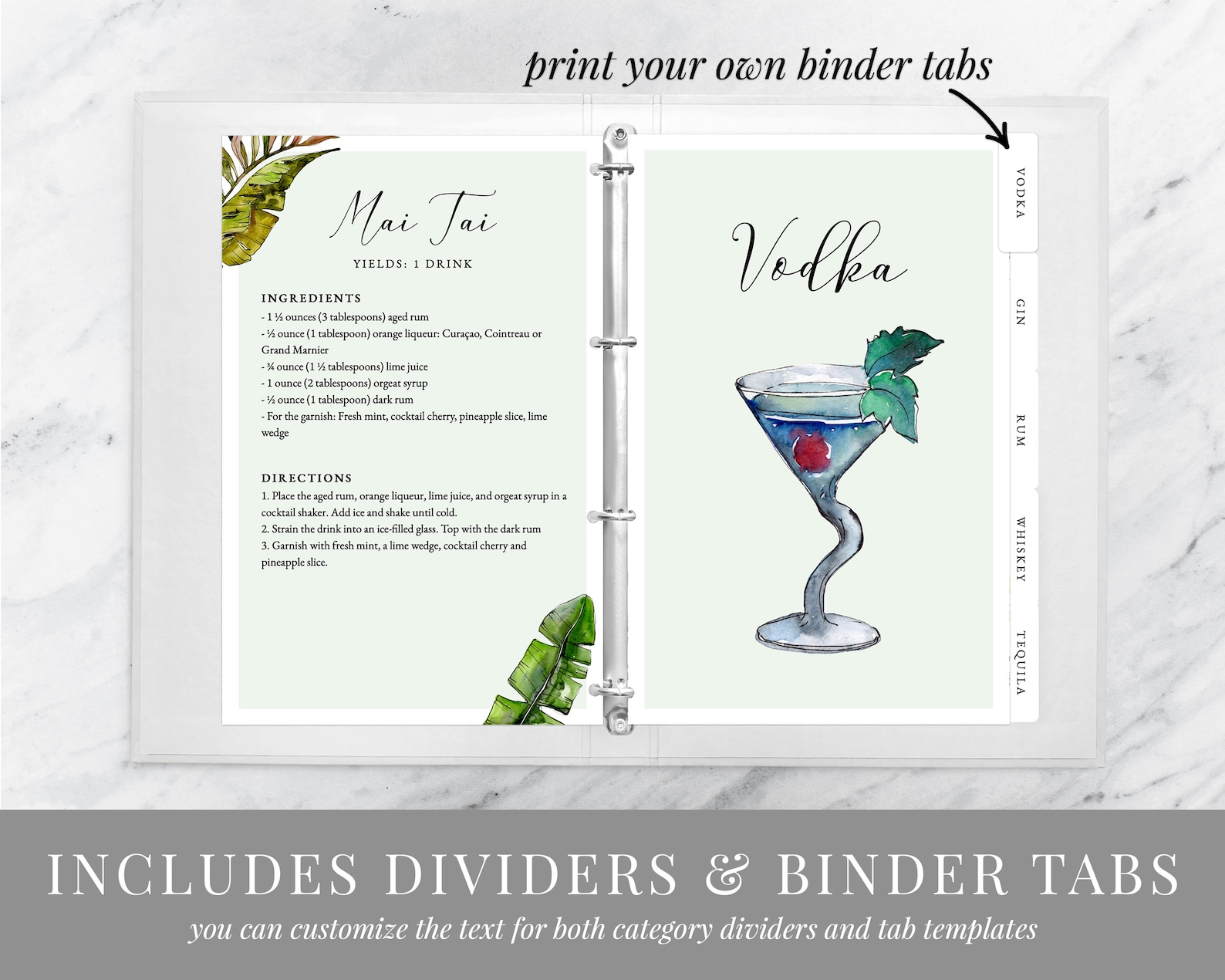 Printable Cocktail Recipe Book Template Download, Mixed Drinks Recipe ...