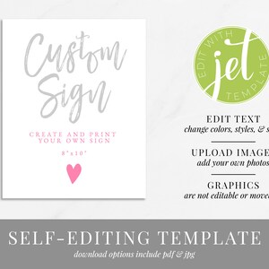 Printable Custom Sign Template Minimalist Pink and Grey | Etsy