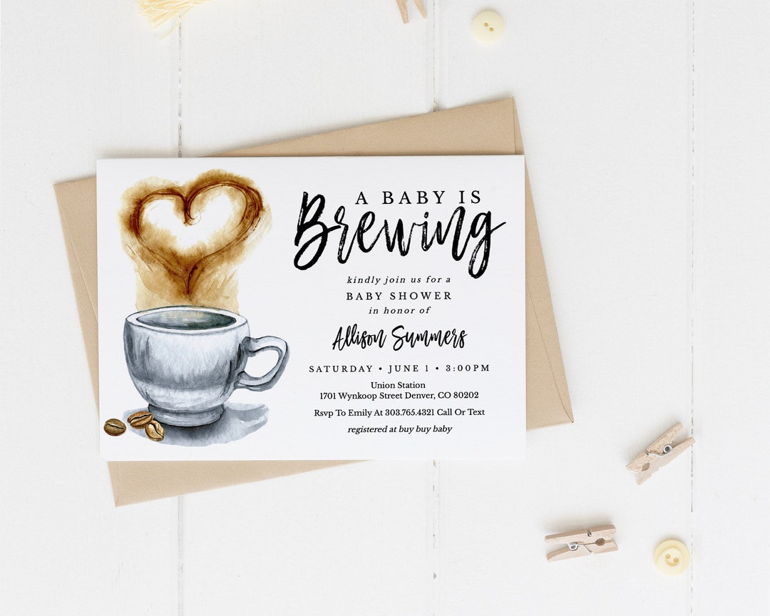 A Baby is Brewing Coffee Themed Baby Shower Invitation Template ...