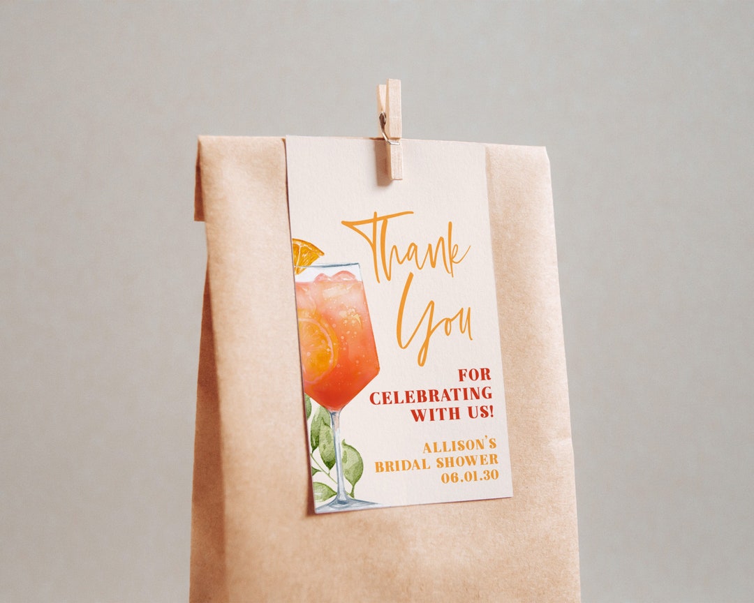 Love at First Spritz Bridal Shower Favor Tag Template, Printable Gift ...