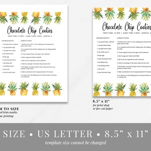 Pineapples Cookbook Template, Printable Recipe Book Template Download ...