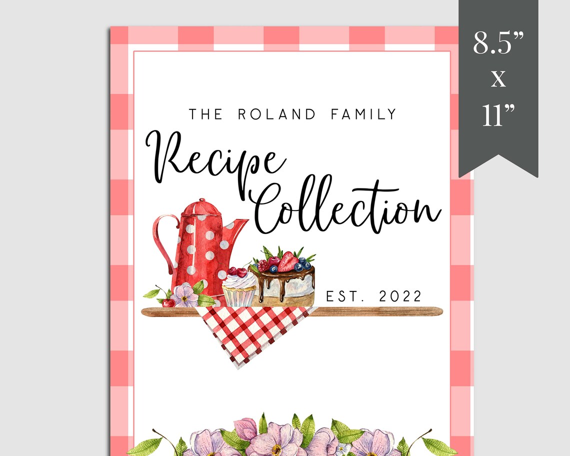 Red Gingham Polka Dot Recipe Book Template Printable Cookbook - Etsy