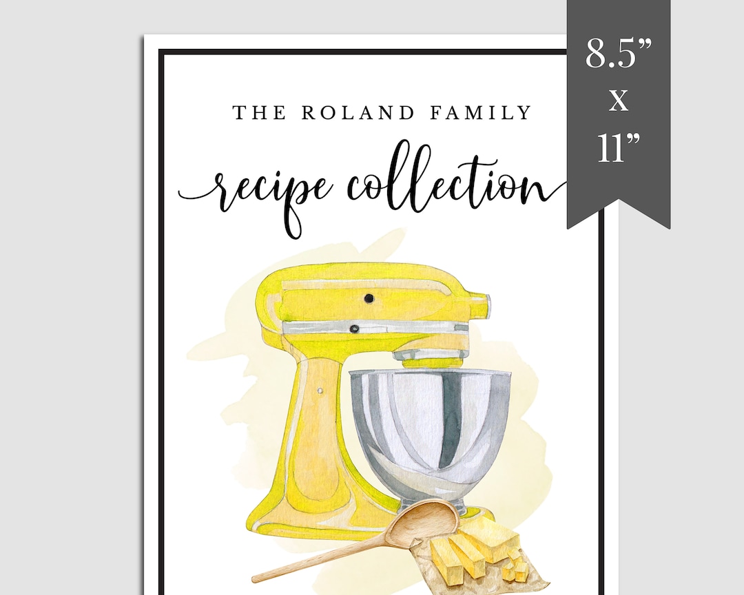 Yellow Mixer Baking Recipe Book Template, Printable Recipe Page ...