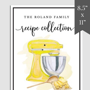 Yellow Mixer Baking Recipe Book Template, Printable Recipe Page ...