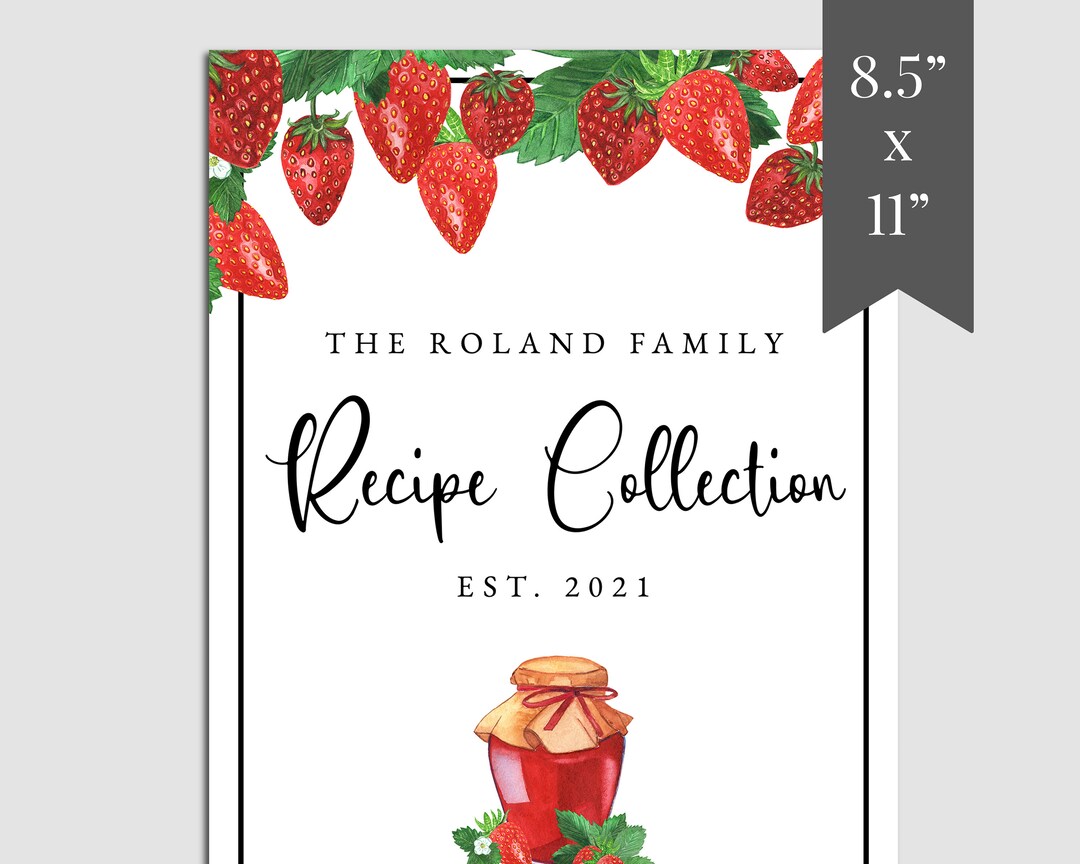 Strawberries Recipe Book Template, Strawberry Printable Recipe Cookbook ...