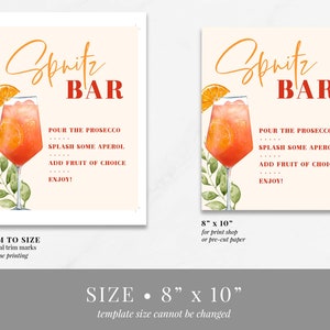Spritz Bar Sign Template, Printable Spritz Bar Sign Download, Love at ...