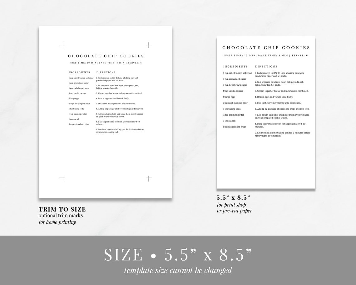 Printable Mini Recipe Book Template Download Half Size Recipe | Etsy