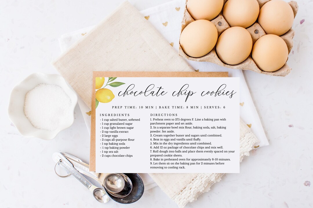 Lemons 4x6 Recipe Card Template Download, Printable Recipe Index Card ...