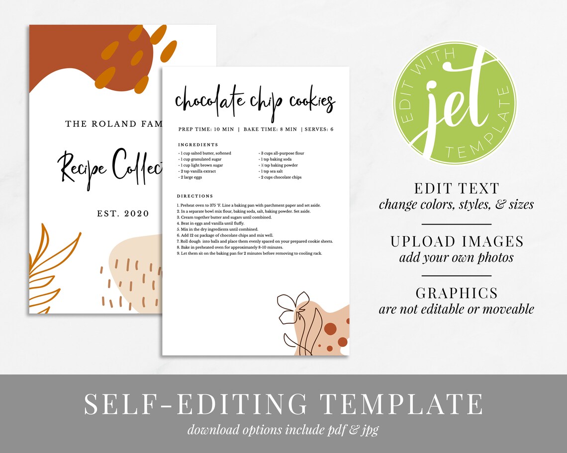 Earth Tones Mini Recipe Book Printable Half Size Recipe Book - Etsy