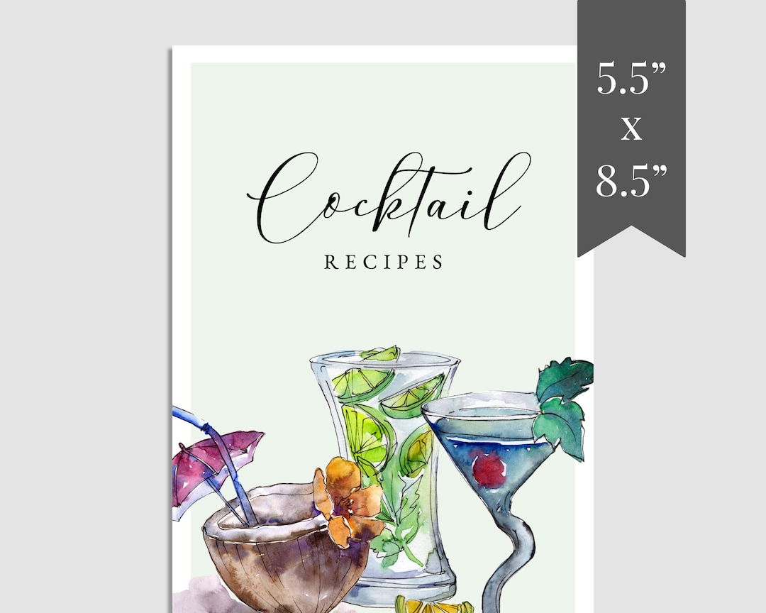 Printable Cocktail Recipe Book Template Download, Mixed Drinks Recipe ...