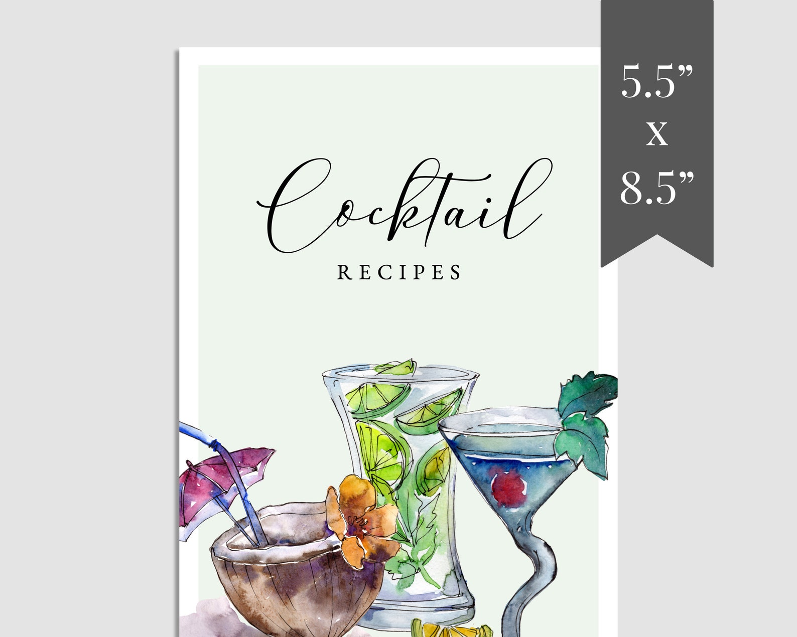 Printable Cocktail Recipe Book Template Download, Mixed Drinks Recipe ...