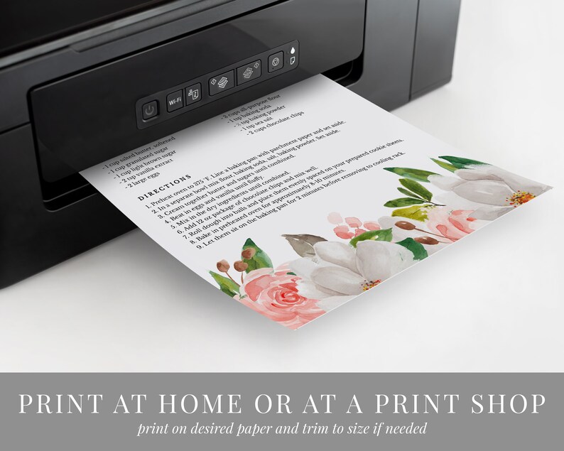 Floral Recipe Cookbook Template Download Family Recipe | Etsy