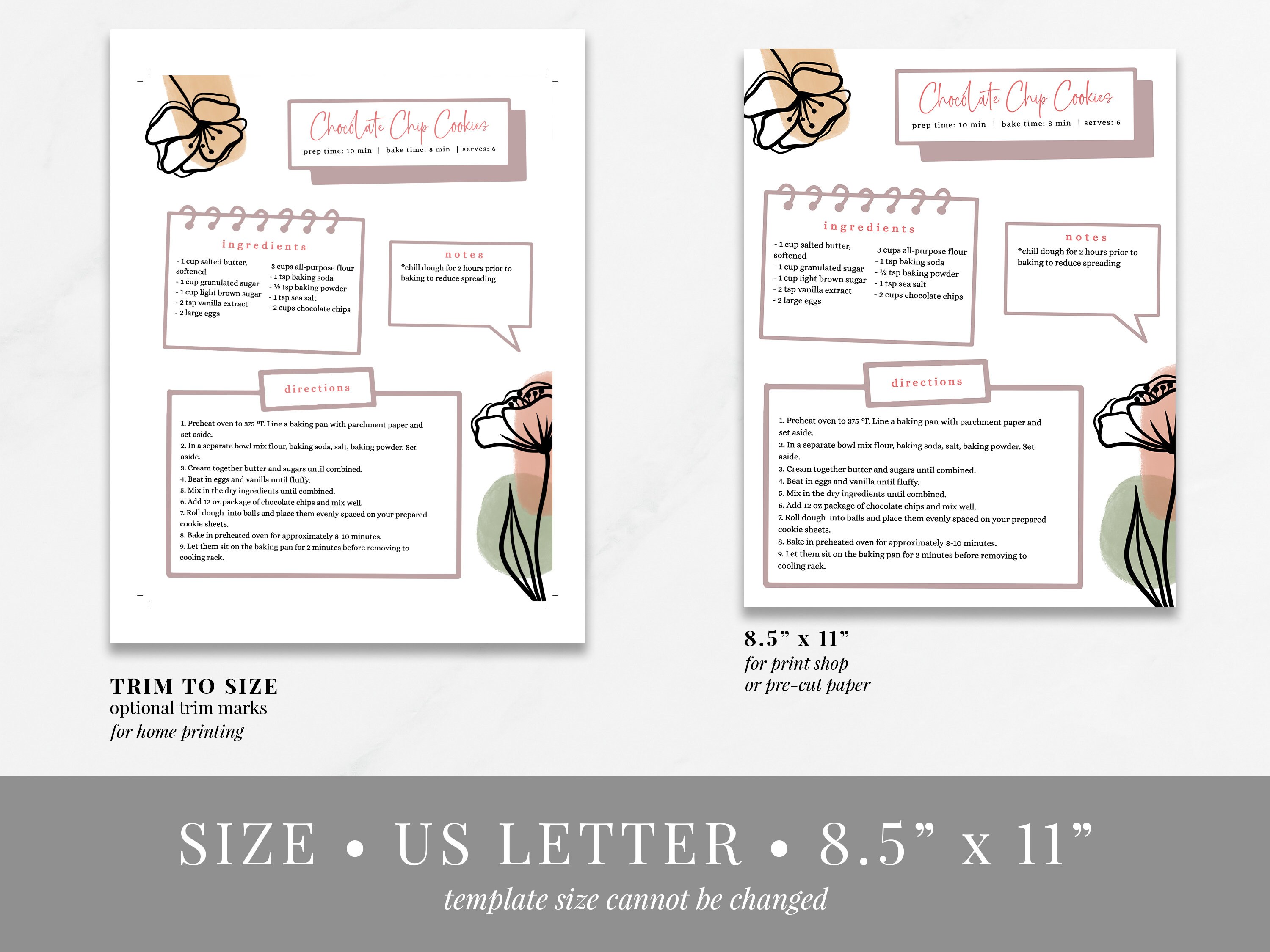 Bullet Journal Recipe Book Template Editable Recipe Cookbook - Etsy