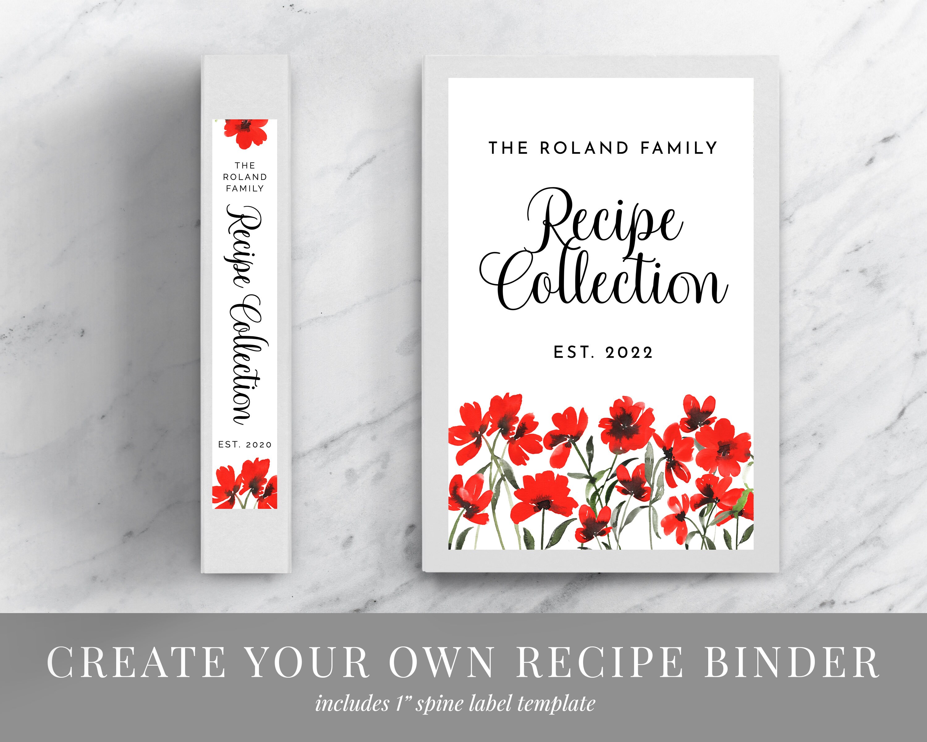 Poppies Mini Recipe Book Template Half Sized Recipe Cookbook - Etsy
