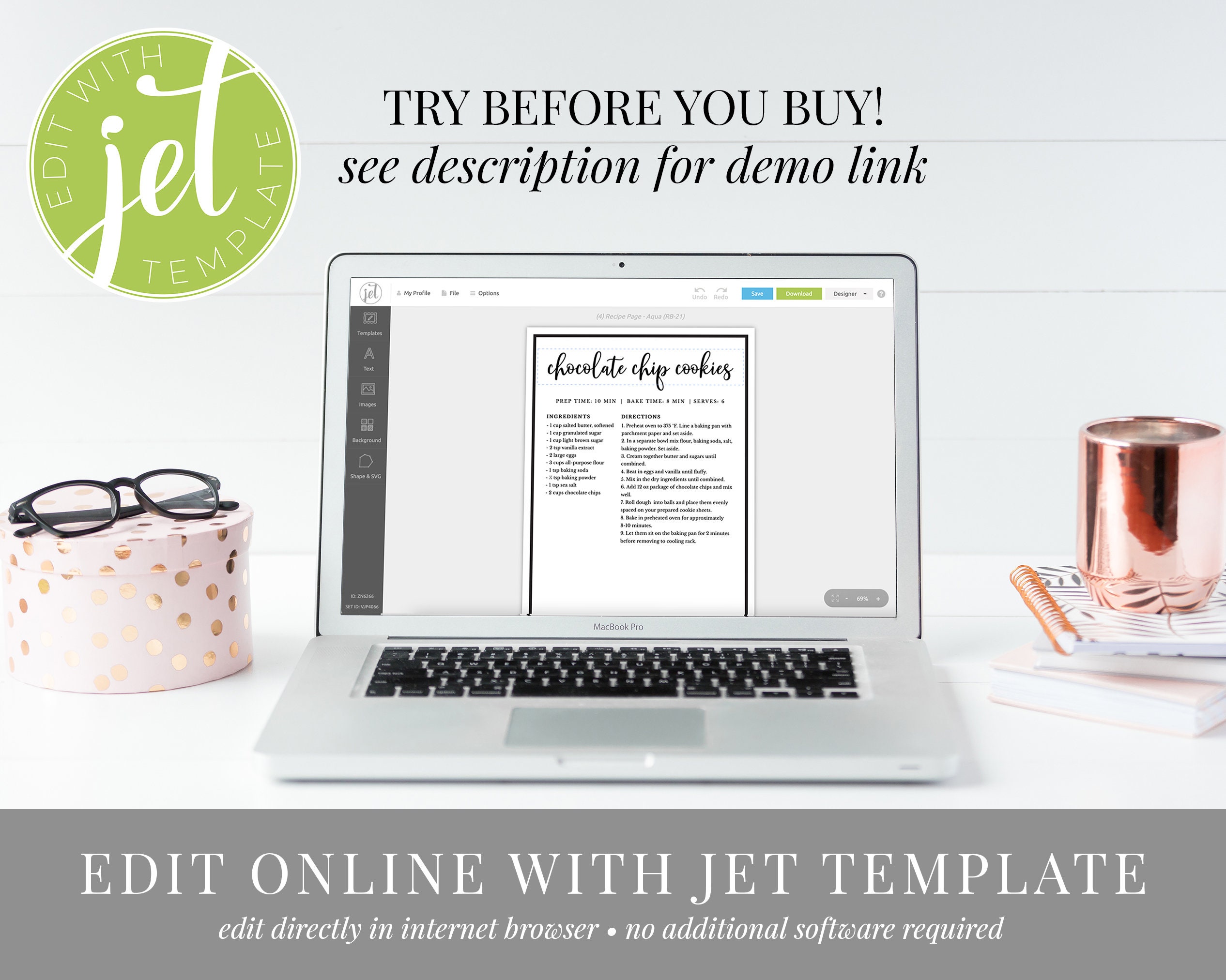Navy Printable Recipe Book Template, Cookbook Template, Family Recipe ...