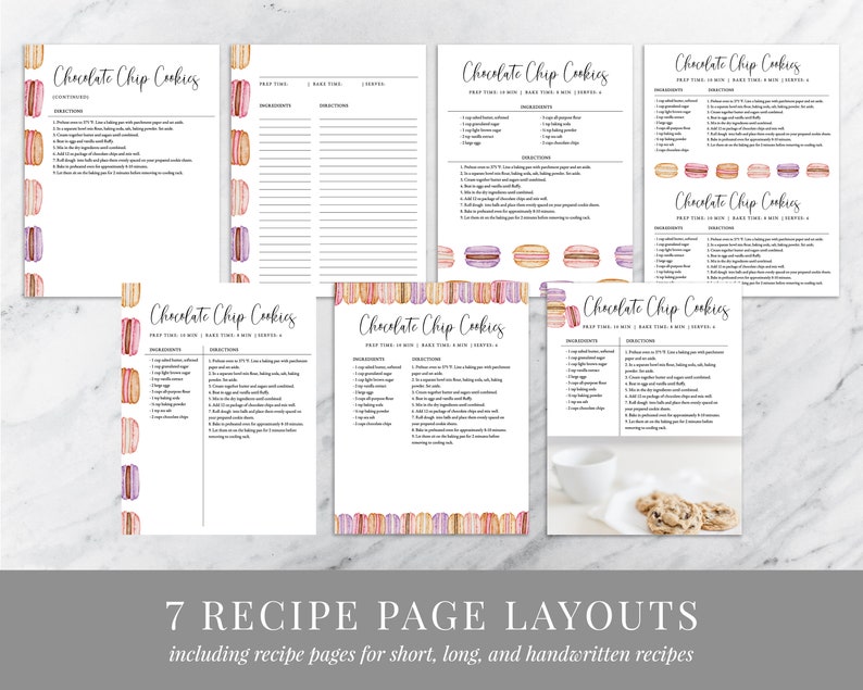 French Macaron Recipe Book Template, Printable Recipe Binder Template ...