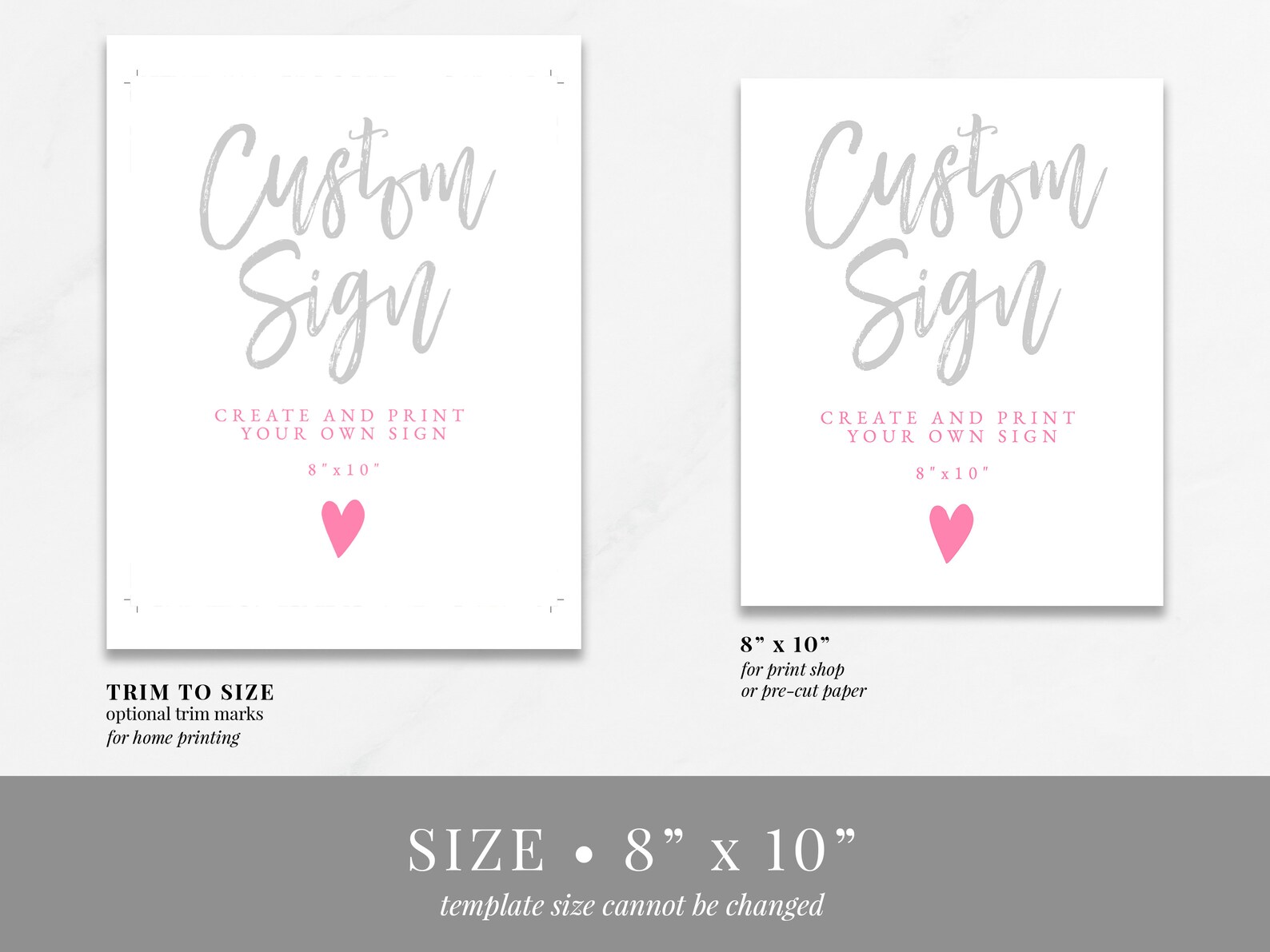 Printable Custom Sign Template Minimalist Pink and Grey | Etsy
