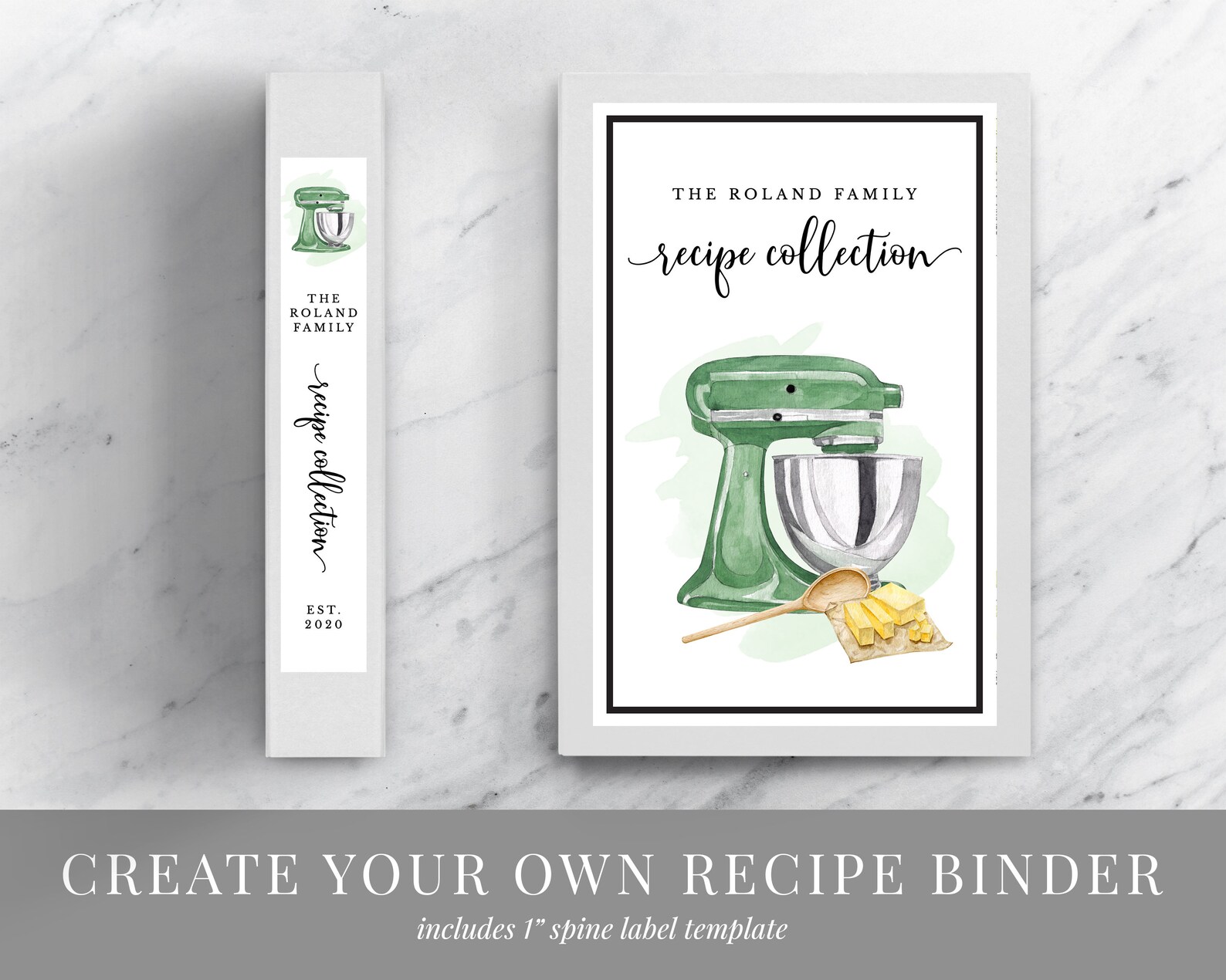 Green Half Size Recipe Book Printable, Mini Recipe Binder Template ...