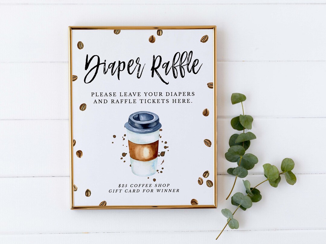 Diaper Raffle Sign Template Download, Love is Brewing Gender Neutral ...