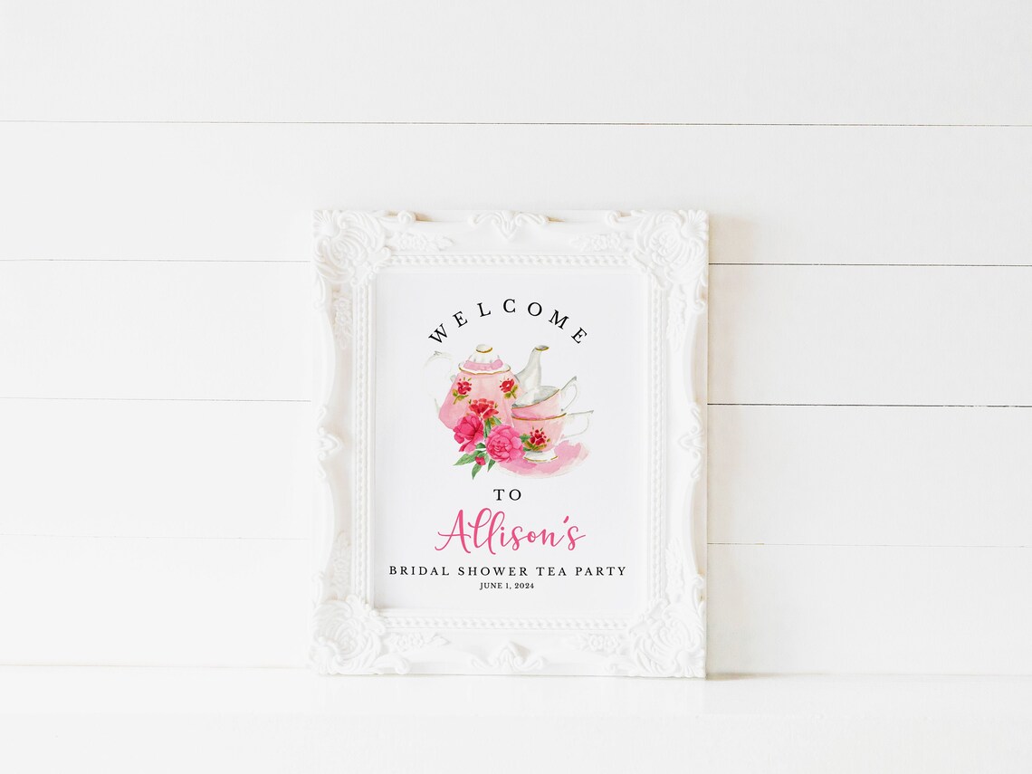 Printable Bridal Shower Afternoon Tea Party Welcome Sign | Etsy