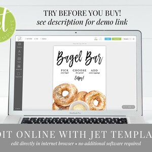 Bridal Shower Brunch Bagel Bar Sign Template, Printable Wedding Brunch ...