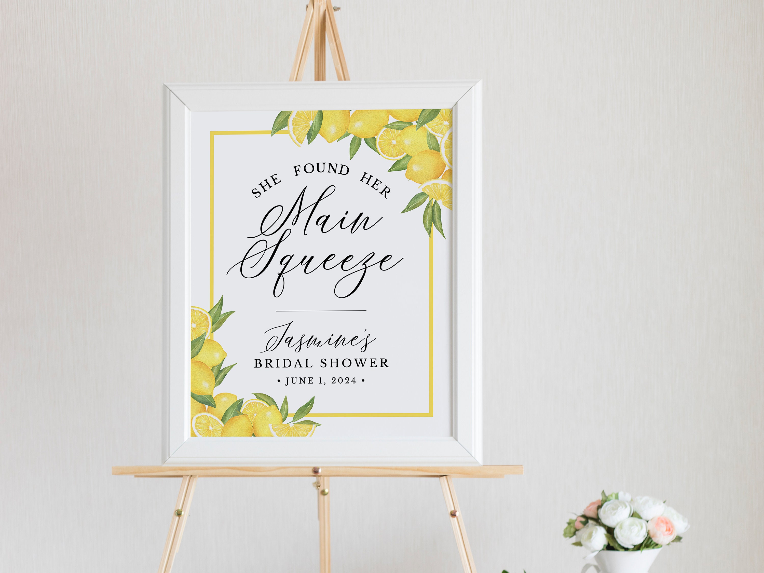 Main Squeeze Bridal Shower Welcome Sign Template, Lemons Wedding Shower ...