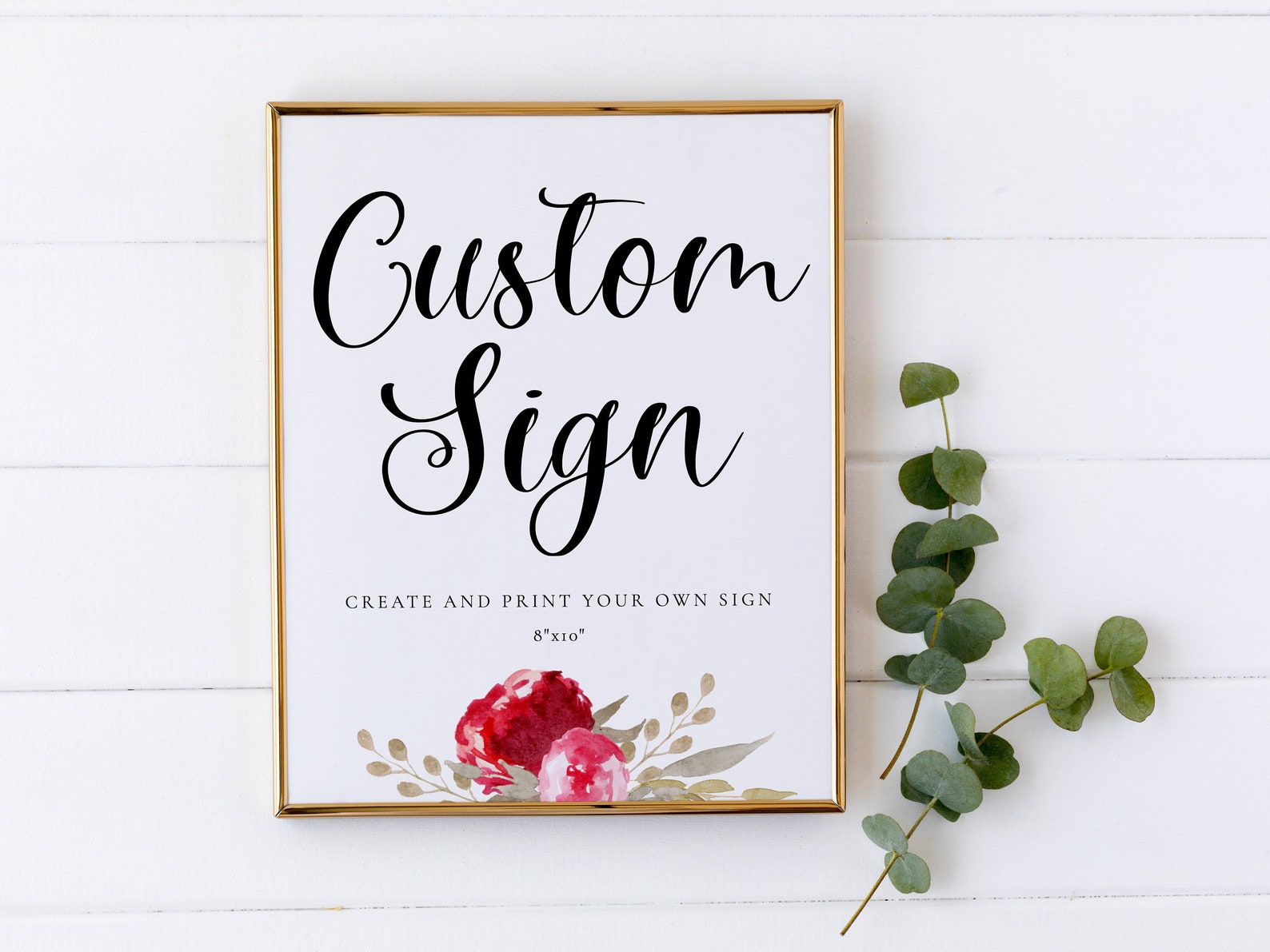 Red Floral Custom Printable Sign Template, Paris Bridal Shower ...
