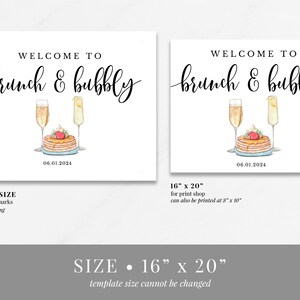 Brunch and Bubbly Welcome Sign Template, Bridal Shower Brunch Welcome ...